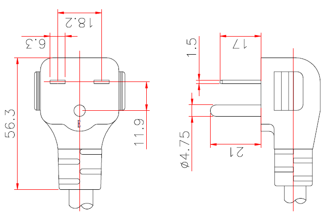 Japan 3-Pin Wire Grounding, Angle Type AC Plug 15A 250V_Products | AC power cord, plugs, sockets ...